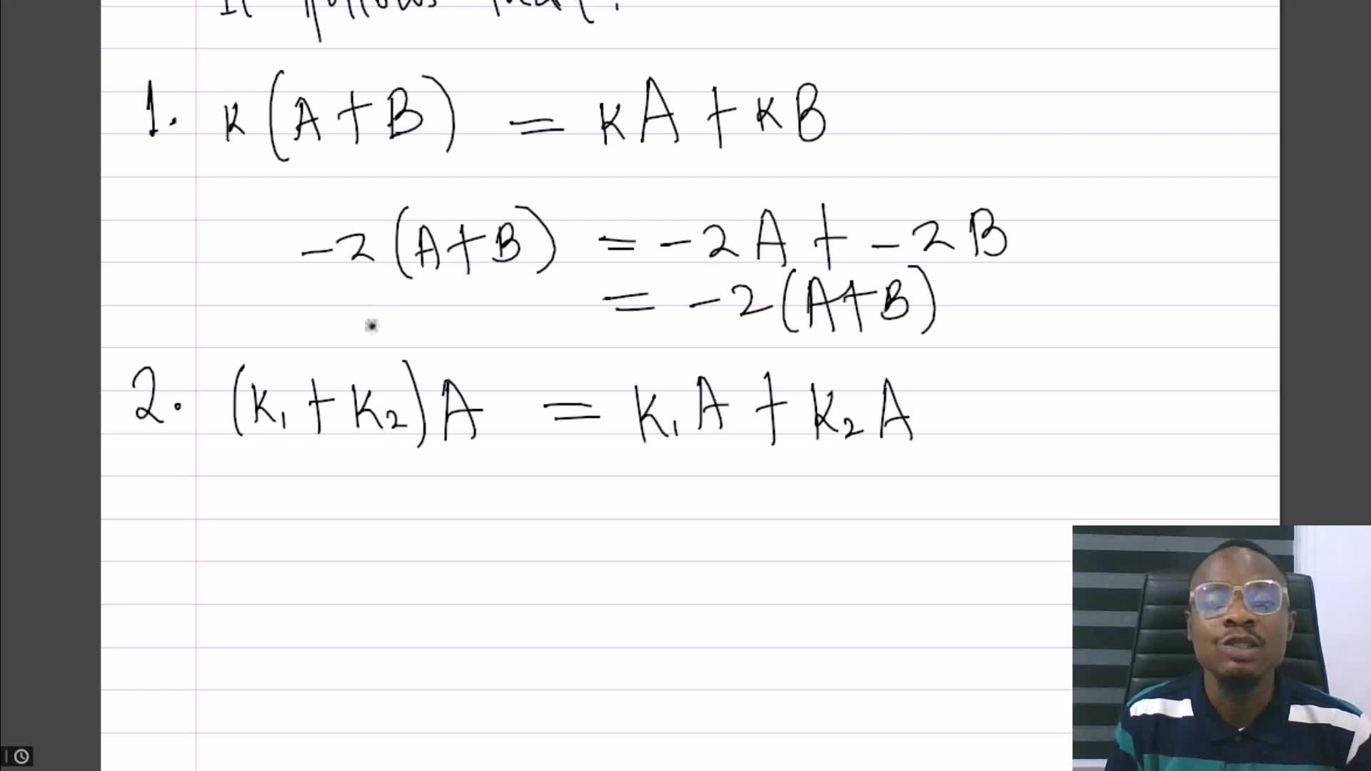 Properties of scalar multiplication - Algebra of Matrices | Matrices ...
