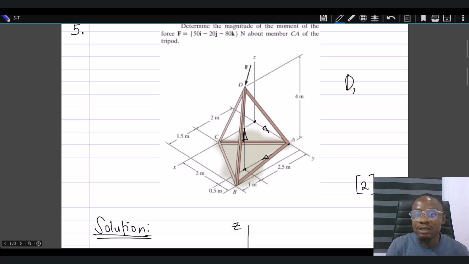 Worked examples (5) - Moment About an Axis | Systems of Forces on Rigid ...