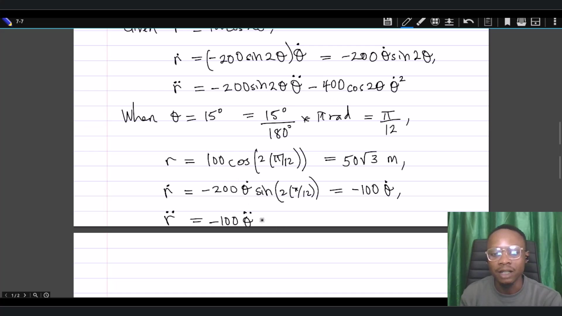 Worked examples (6) - Curvilinear Motion (3) | Kinematics of Particles - Engineering Mechanics ...